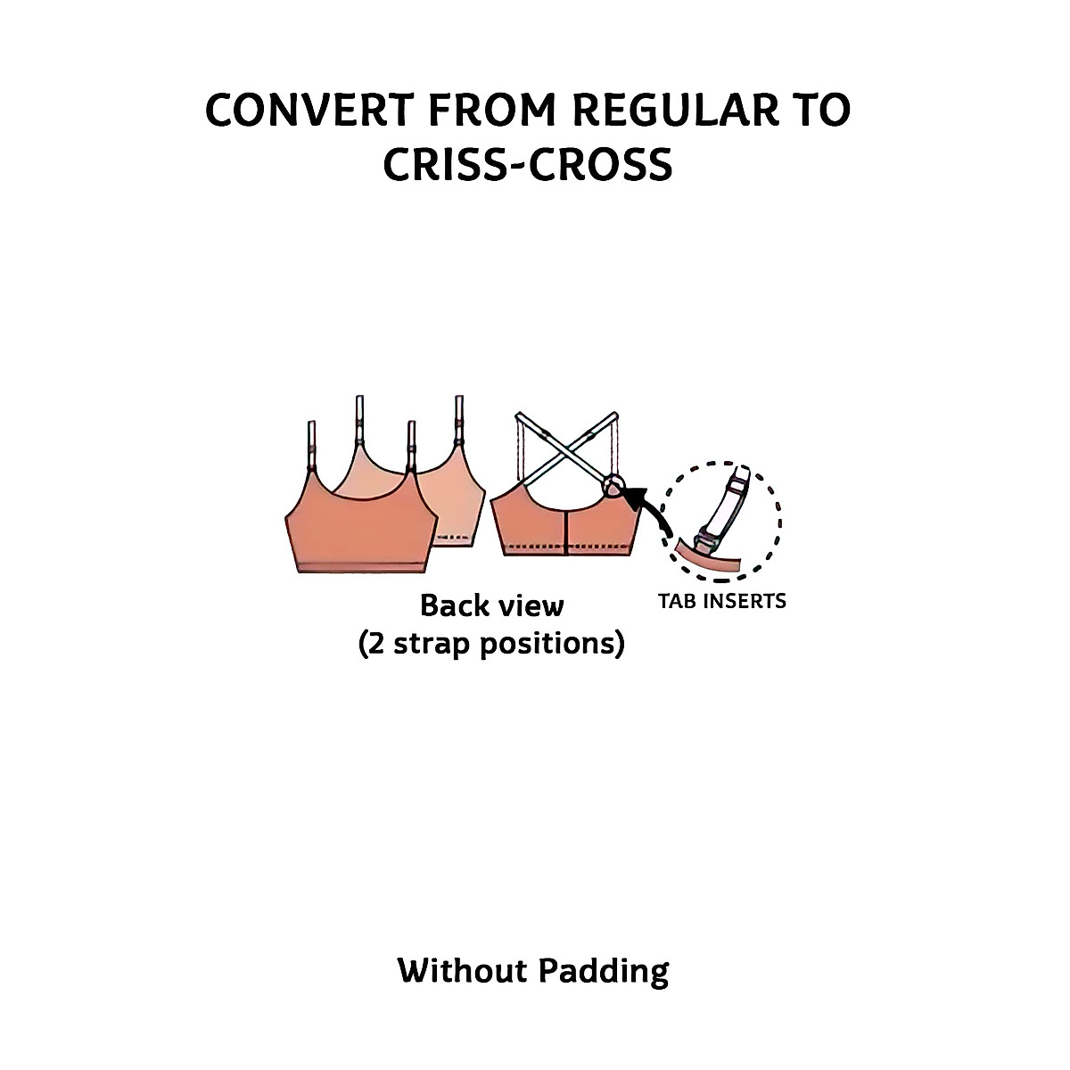 Clementine Apparel Girls Clear Detachable Straps Unpadded and Seamless Dance Bra, Big Girls (7 to 16), Size 12 to 14, Black