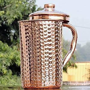 AncientImpex Pure Copper (99.74%) Hammered Water Jug | Copper Pitcher for Ayurveda Health Benefits (50.7 US Fluid Ounce)