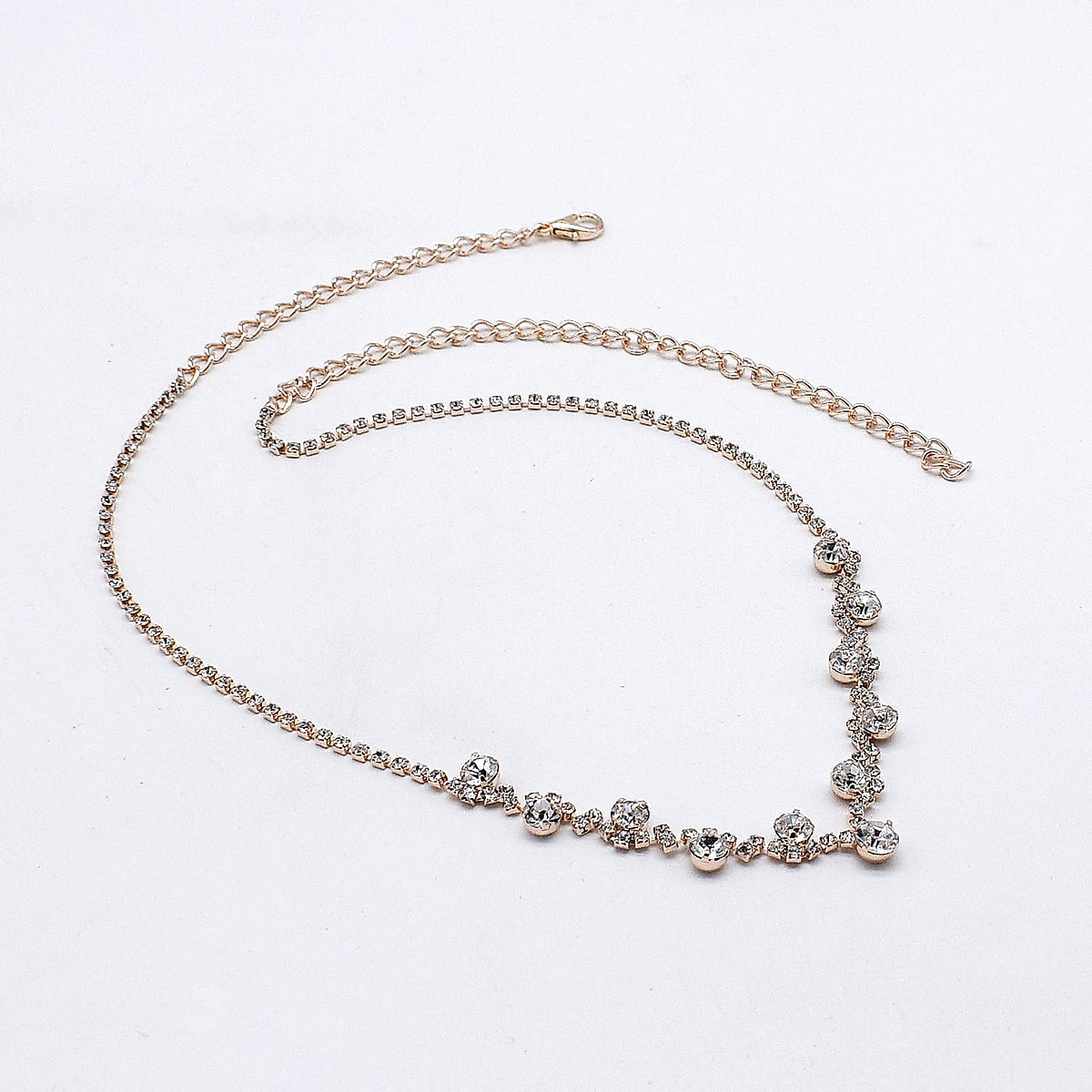 UDYLGOON Crystal Necklace Earrings Bracelet Jewelry Set Bride Bridesmaid Wedding Prom Party (Rose Gold)