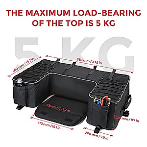 KEMIMOTO ATV Storage Bags ATV Rear Seat Bag Rack Bag Water-Resistant w/Cushion Removable Built-In Frame ATV Cargo Bag Large Four Wheeler Gear Bag Back Seat for Passenger