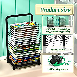 ZXMOTO Art Drying Rack Steel Drying Painting Racks Double Sided Wire Drying Shelf, 20 Shelves, 29x19x3 Inches