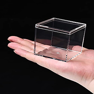 Dayaanee Clear Acrylic Box with Lid, 2 Pack Plastic Square Cube Containers Storage Box 6.7x3.9x5.3Inch/170X10X135mm for Candy Pill and Tiny Jewelry
