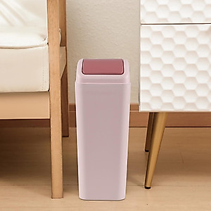 Ewingger 1-Pack 14 Liter Swing Top Trash Can, Slim Plastic Garbage Can with Swing Lid