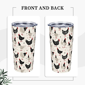 CHASOEA Chicken Tumbler 20oz Hen Rooster Stainless Steel Insulated Tumblers with Lid and Straw Animal Travel Coffee Mug Tea Wine Cups Water Bottle Chicken Gifts for Women Chicken Lover