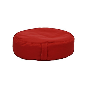 Factory Direct Partners 13925-RD 16" Round Olefin Bean Floor Cushions with Handles; Indoor Outdoor Flexible Seating 5" Height (2-Piece) - Red