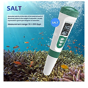 5-in-1 Voice Prompts Water Quality Tester for PH/TDS/EC/Salt/Temperature, with USB-Rechargeable, IP67 Digital pH Meter with Auto Calibration and VA for Hydroponics, Garden, Pool, Aquarium