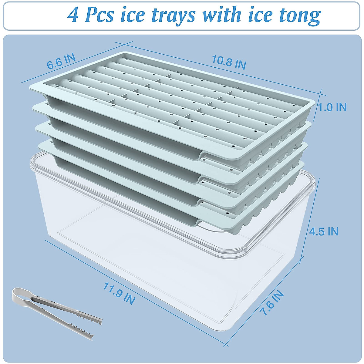 Miaowoof Water Bottle Ice Cube Tray, Easy Release Narrow Ice Stick Trays, 21x4 PCS Ice Maker for Freezer, Easy Fill Water Bottle Ice Cube Molds for Sports and Water Bottles