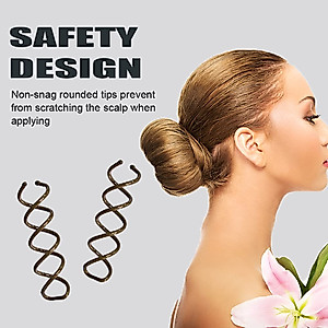 Spiral Bobby Pins Brown with Storage Tin, 20 Pcs Spin Pins for Hair (2 Inch), Premium Spiral Hair Pins for Buns, Non Scratched Twist Screw Hair Pins for Women Girls and Kids
