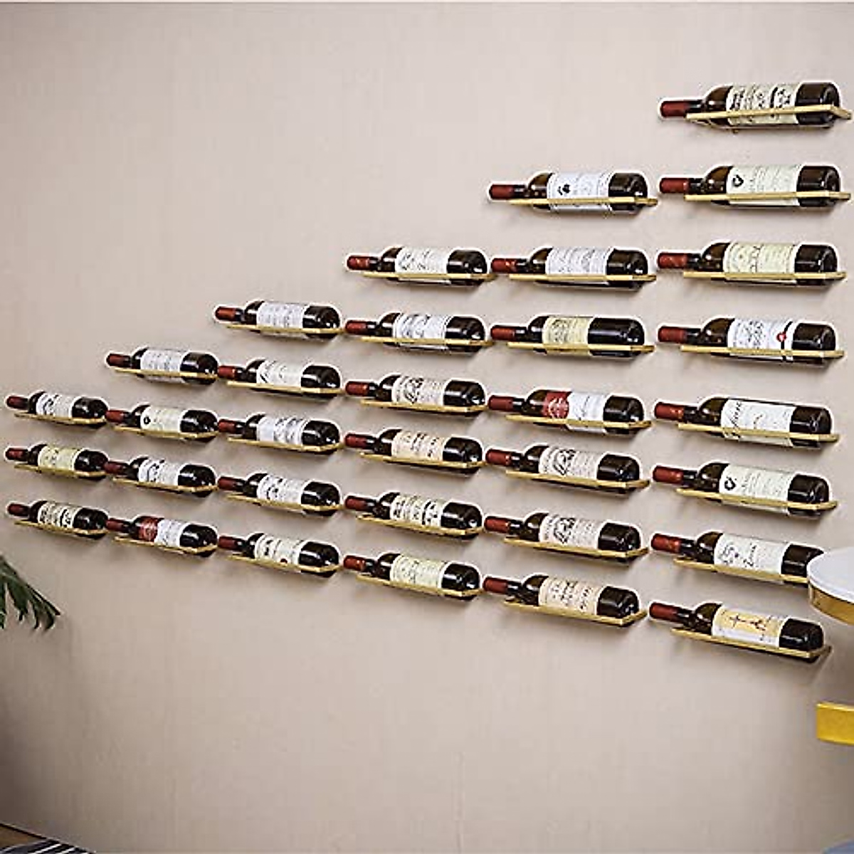 OFILLES 6-Shelf Metal Wall Mounted Wine Rack Organizer, Hanging Wine Bottle Holder Display for Beverages/Liquor Bottles Storage