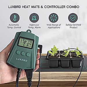 LUXBIRD 2 Pack 10"x 20.75" Seedling Heat Mat and Digital Thermostat Controller Combo Set