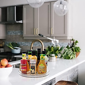 Lazy Susan Rotating Turntable Food Storage Container for Cabinets, Pantry, Fridge, Countertops,Vanity,BPA Free - Spinning Organizer for Spices, Condiments - 9" Round , Clear-2 Pack