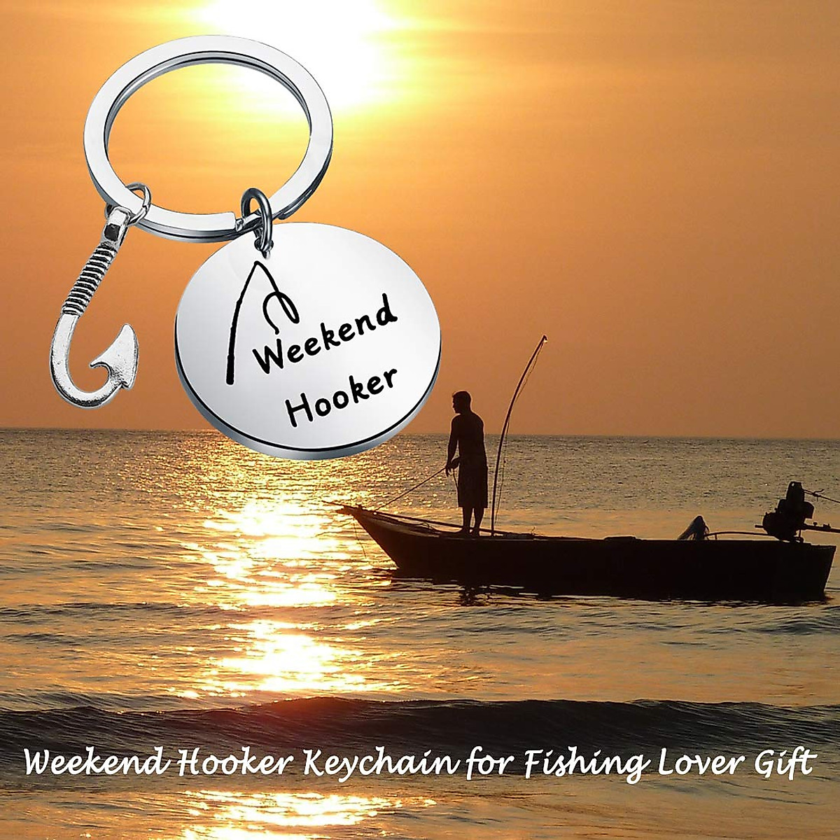 POTIY Fishing Jewelry Fish Hook Keychain Weekend Hooker Fish Hook Fishing Hooker Hook Line Fishing Gift for Fishing Lover Gift (Fish Hook Keychain)