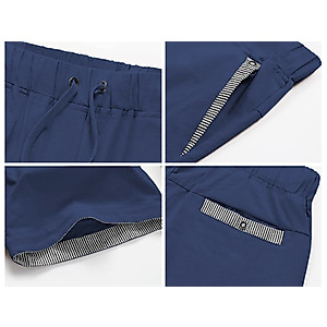 Janmid Men's Shorts Casual Classic Fit Drawstring Summer Beach Shorts with Elastic Waist and Pockets Navy Blue XL