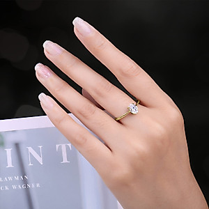 JewelryPalace Oval Cut 1ct Cubic Zirconia Engagement Rings for Women, 14K Yellow Gold Plated 925 Sterling Silver Promise Ring for Her, Simulated Diamond Anniversary Wedding Ring Jewelry Sets 8