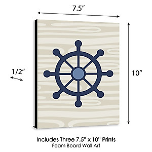 Big Dot of Happiness Ahoy - Nautical - Boy Nursery Wall Art and Kids Room Decorations - Gift Ideas - 7.5 x 10 inches - Set of 3 Prints