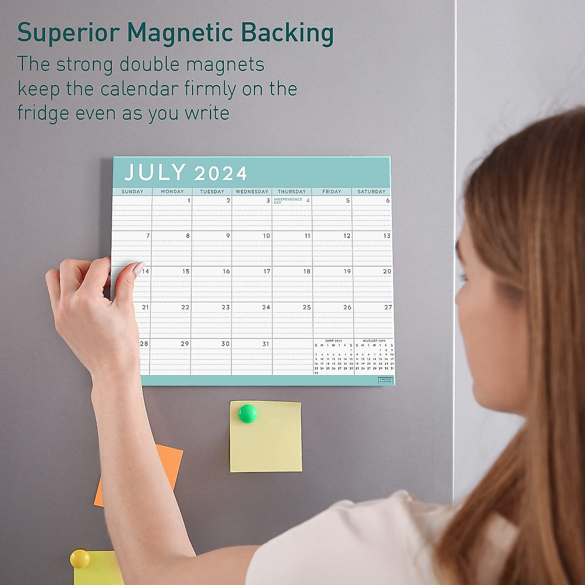 S&O Teal 2024 Magnetic Fridge Calendar Runs from Now to December 2024 - Tear-Off Refrigerator Calendar to Track Events & Appointments - Magnetic Calendar for Fridge for Easy Planning - 8"x10" in.