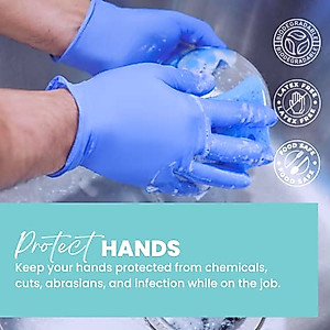 Eco Gloves Cleaning Gloves 100 Pieces Powder Free Rubber Gloves for Multiple Uses Like Cooking Kitchen Food Service Cleaning Supplies - Blue - Small