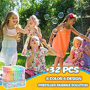 32 Piece Mini Unicorn Bubble Wand with Display Box, Pastel Unicorn Party Favors for Kid, Toddler Girl Birthday Parties Decoration, Goodie Bag Stuffers Supplies, Bubbles Gift Toy Bulk, Carnival Prizes