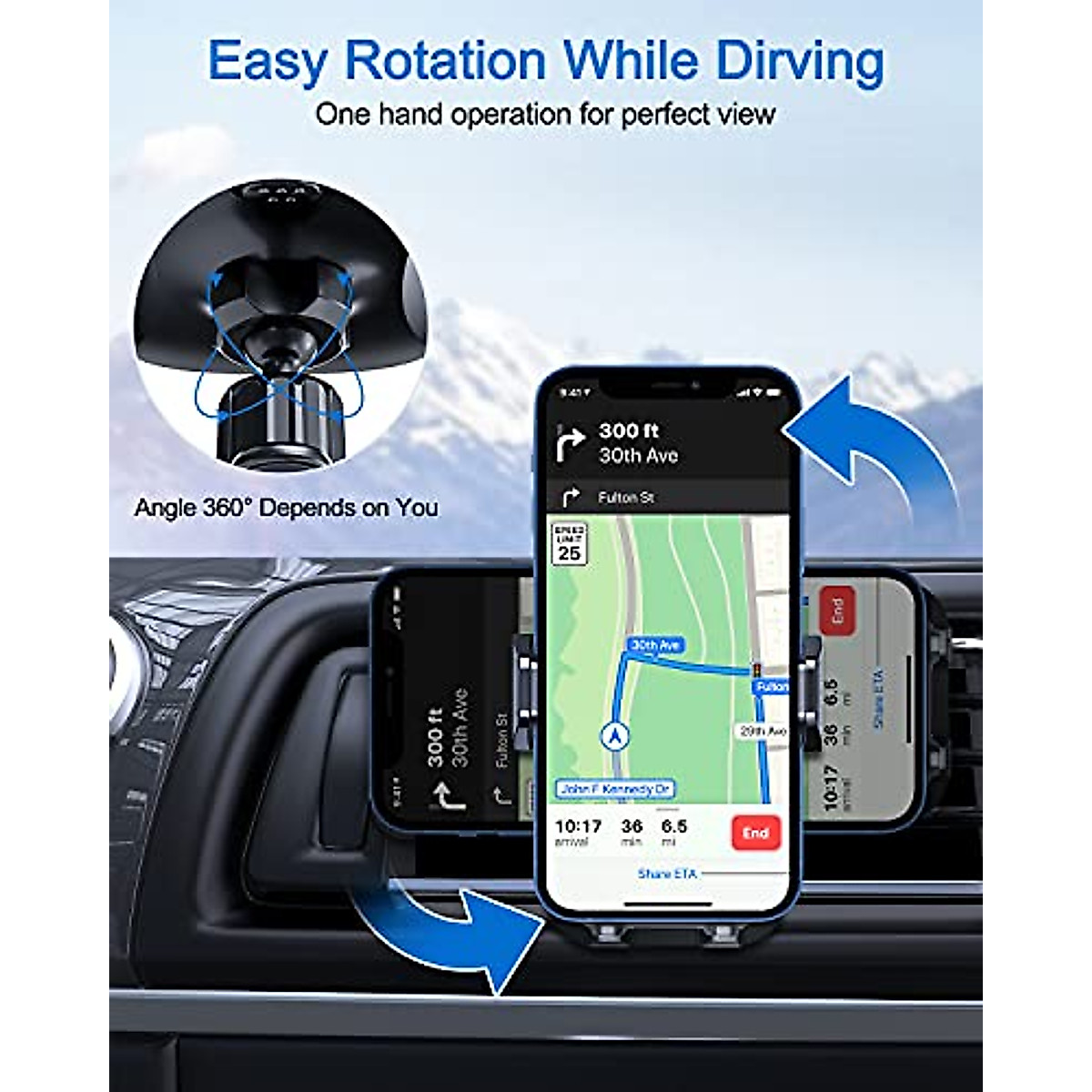 vanva 【 Military-Grade Universal Air Vent Car Mount, 【 Big Phones & Thick Case Friendly 】 Cell Phone Holder for Car Hands Free Clamp Cradle Vehicle Compatible with All Apple iPhone