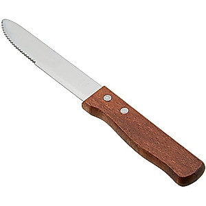 Tezzorio (Set of 36) 10-Inch Jumbo Steak Knives, 5-Inch Stainless Steel Rounded Serrated Blade with Wooden Handle, Commercial Quality Steak Knife Set