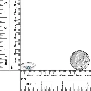 10K White Gold Sky Blue Aquamarine and White Moissanite from Charles & Colvard 3 Stone Engagement Ring For Women (0.82 Cttw, March Birthstone, Princess 5MM, Trillion 3.5MM) (Size 7)