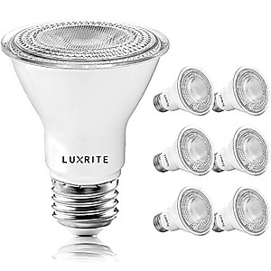 LUXRITE 6 Pack PAR20 LED Bulbs, 50W Equivalent, 3000K Soft White, Dimmable LED Spotlight Bulb, Indoor Outdoor, 7W, 500 Lumens, Wet Rated, E26 Standard Base, UL Listed