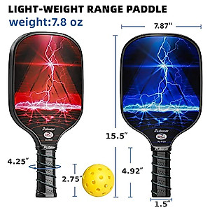 Asbocer Fiberglass Surface Pickleball Set, USAPA Approved, 4 Pickleball Balls, 2 Cooling Towels, Pickleball Bag, Pickleball Paddle,Set of 2