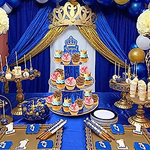Royal Prince Party Cupcake Stand for Boys Blue 3-Tier Cake Stand Royal Prince Theme Decorations Supplies Barnyard Table Cake Holder Decorations for Baby Shower Royal Prince Birthday