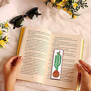 10Pcs Cross-Stitch Stamped Kits,Cross Stitch Bookmark Kits Pre-Sorted Floss for Kids Adults Beginner, DIY Pre-Printed Crossstitch for Book Lovers (5 Styles)