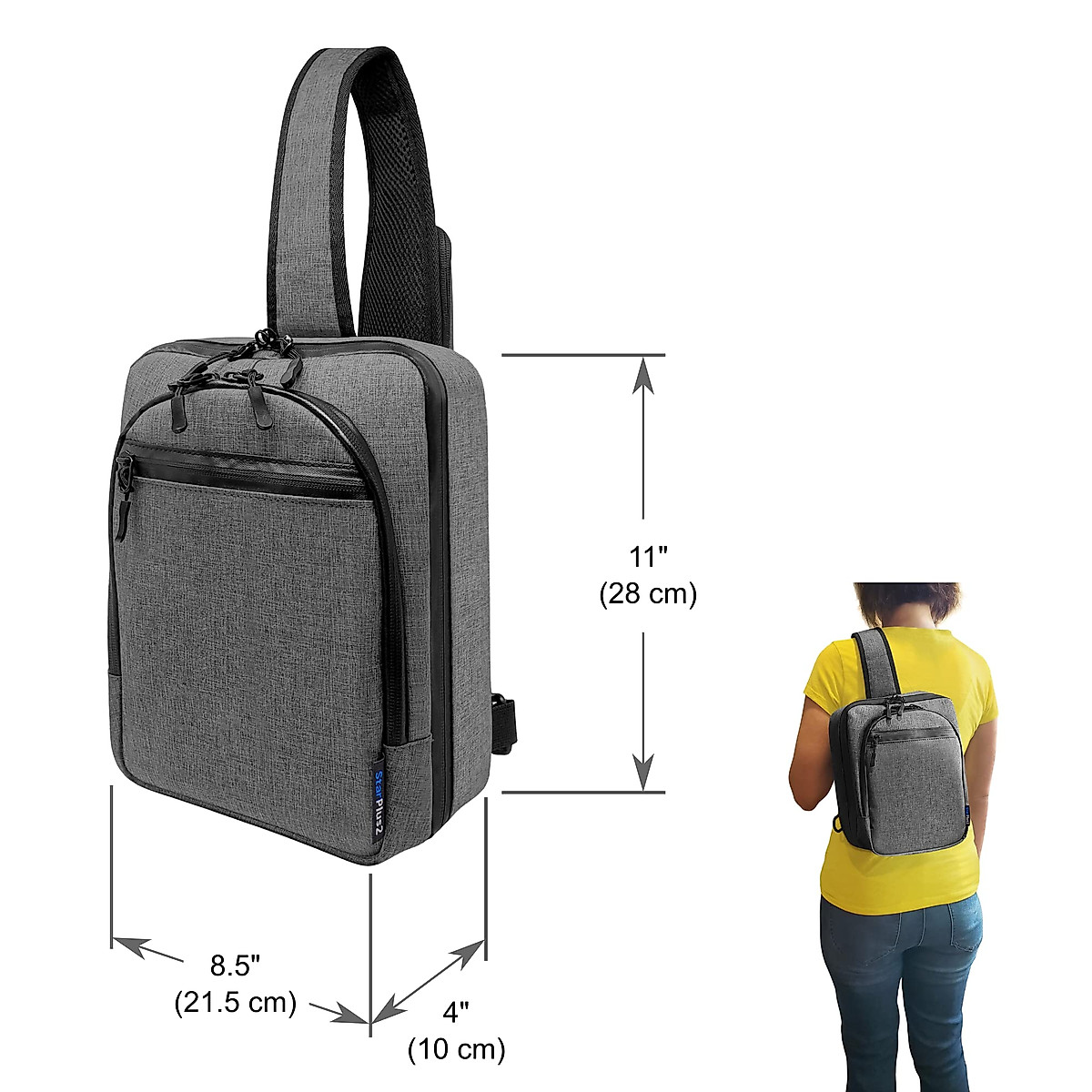 StarPlus2 Cross-Body Hands-Free Modular Pill Bottle Organizer, Medicine Bag, Case, Carrier for Medications, Vitamins, and Medical Supplies - Heather Gray (Without Lock)