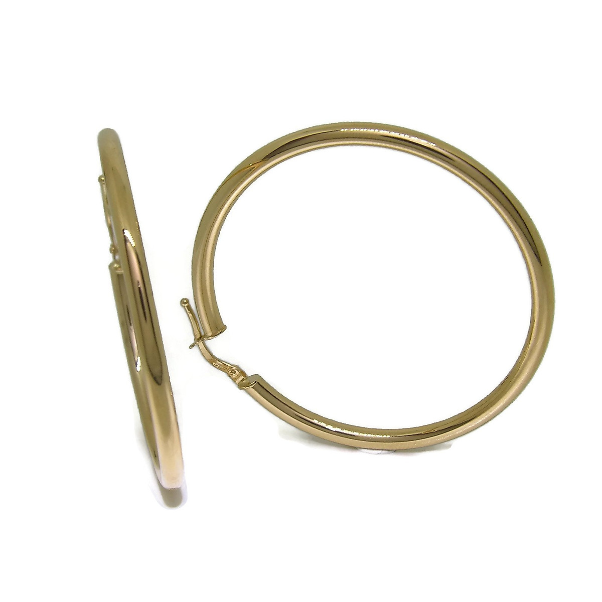 18k Yellow Gold Hoop Earrings, 3mm Wide by 4.5cm Outer Diameter, Weight: 3.75 Grams of 18k Gold