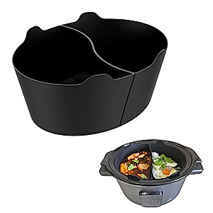 KSUYICA Crock Pot Divider Insert Silicone, Slow Cooker Dividers Silicone Liners Fit 6-8 Qt Crockpots, Reusable BPA Free Leakproof crock pot liner Accessories Cooking Liner for Most Slow Cooker (Black)