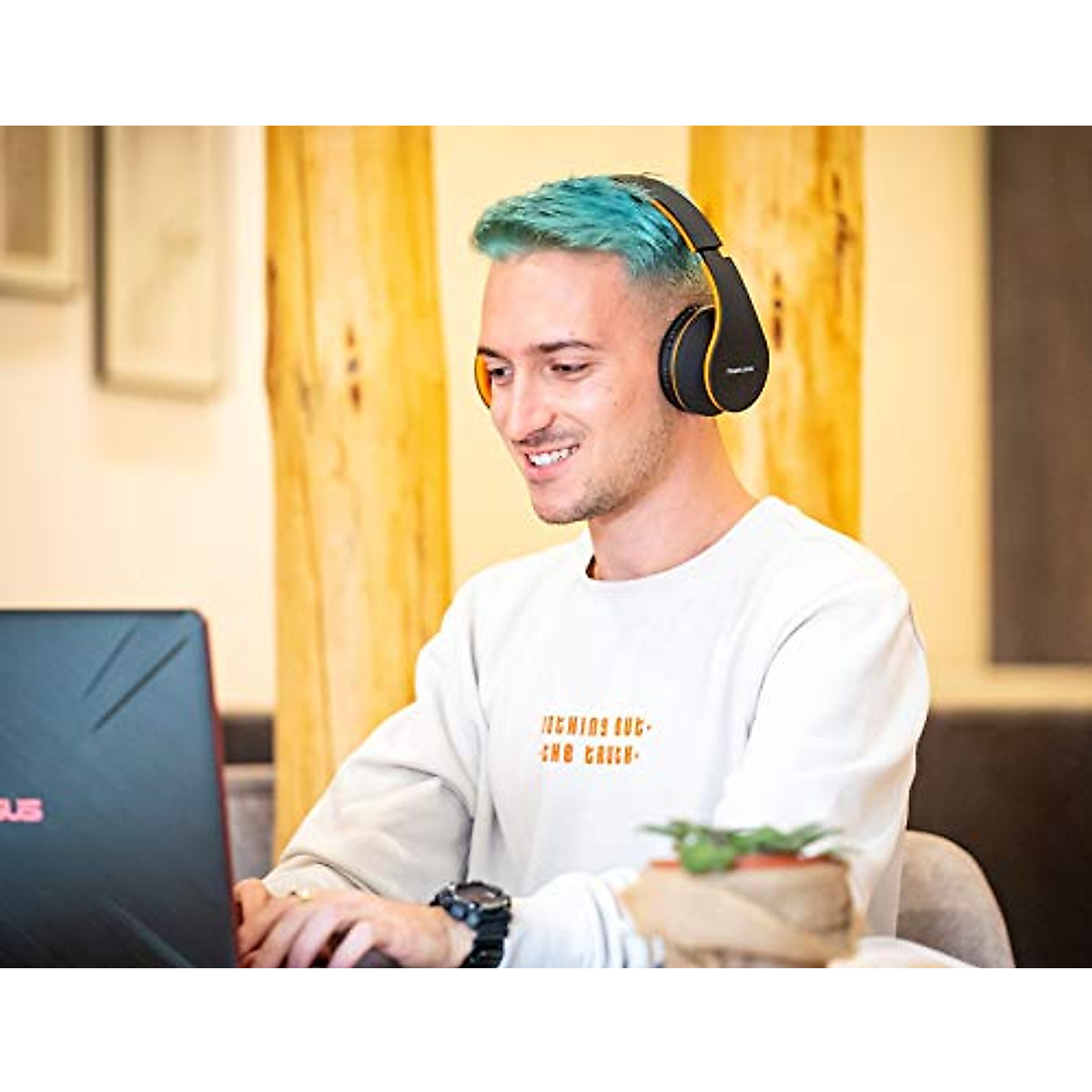 PowerLocus Rose Gold Bluetooth Headphones with Black/Orange Bluetooth Headphones