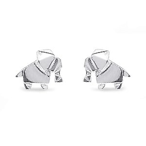 Boma Jewelry Sterling Silver Origami Elephant Stud Earrings