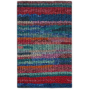 Safavieh Aspen Collection 2' x 3' Navy / Red APN519N Handmade Abstract Boho Wool Entryway Living Room Foyer Bedroom Accent Rug