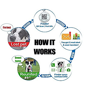 Pet Dwelling Premium QR Code Pet ID Tags - Dog Tags and Cat Tags, Connect to Online Pet Profile, Receive Instant Scanned Tag Location Email Alert(Lux Black Paw)