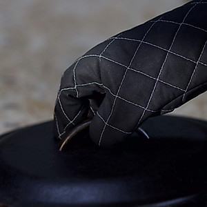 MANNKITCHEN Extra Large Oven Mitt - Heavy Duty Quilted Cotton with Flame Resistant Coating - Professional Oven Mitts for Commercial Kitchen