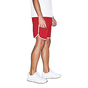 American Apparel Men's Interlock Basketball Shorts, Red/White, X-Large