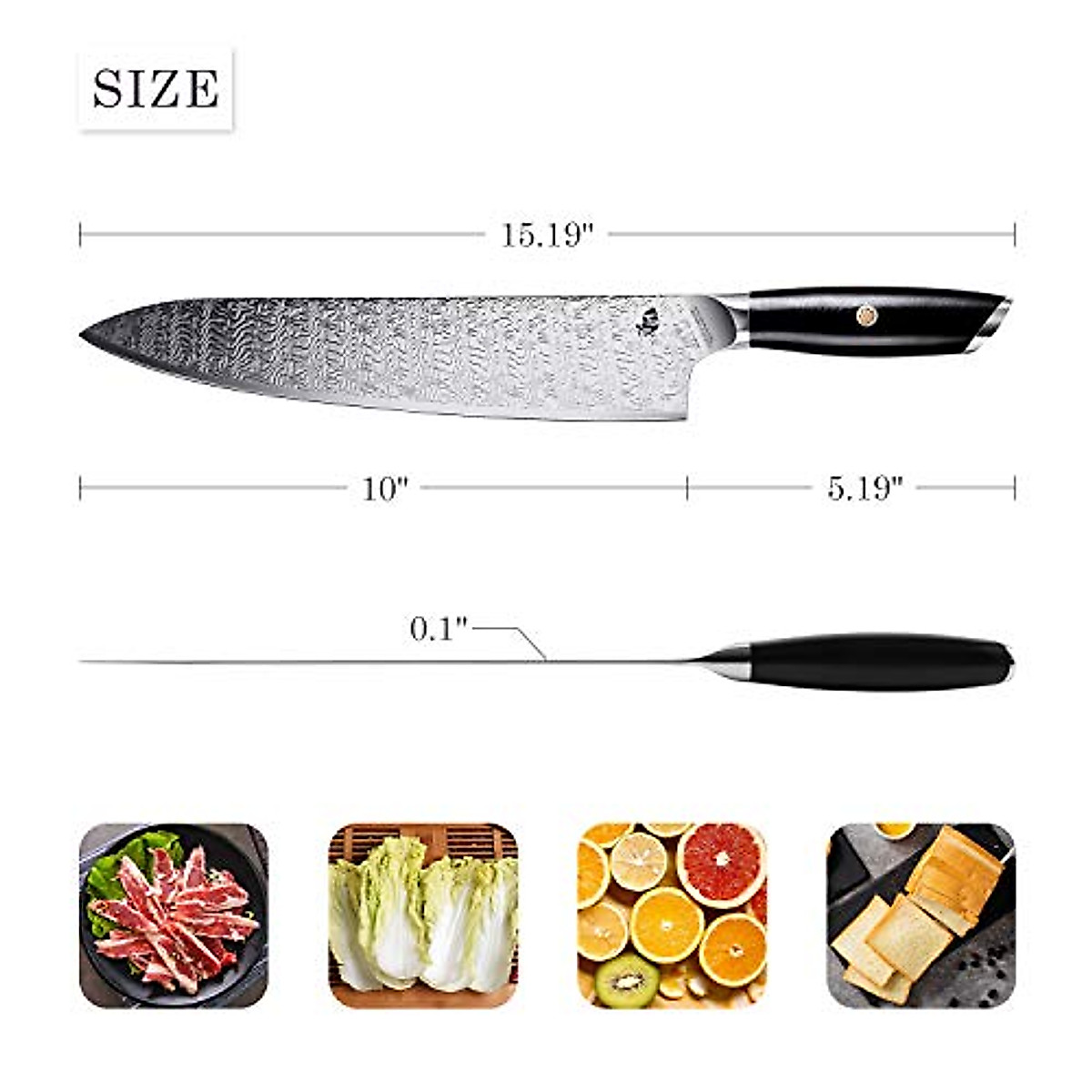 TUO Chef Knife 10 inch - Pro Kitchen Cooking Knife, AUS-8 Japanese Stainless Steel Chef's Knife with Ergonomic G10 Handle, Japanese Gyuto Knife with Gift Box - FALCON S SERIES