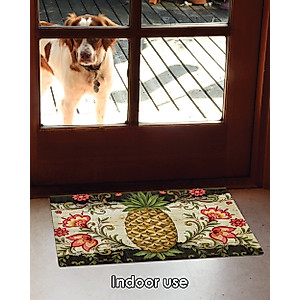Toland Home Garden 800044 Pineapple & Scrolls Fruit Door Mat 18x30 Inch Flower Outdoor Doormat for Entryway Indoor Entrance