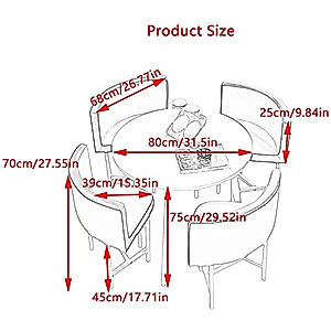 ZHANGXX Round Dining Table And Chair Set, Round Table Office Conference Table Office Conference 80cm Round Table Balcony Bedroom Cafe Hotel Corridor Apartment ,Used For Living Room And Kitchen, Grey