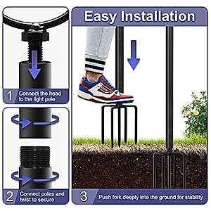 Eillion 3-in-1 String Light Poles for Hanging Outdoor String Lights, Patio Metal Light Pole for Outside Garden, Backyard, Parties Bistro (2PCS)