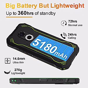 DOOGEE Rugged Smartphone 2023, S51 NFC Android 12 Rugged Phones, 4GB+64GB SD 512GB, 5180mAh Battery, Dual SIM 4G, 6.0" IPS HD Rugged Phones Unlocked, IP68 Waterproof, GPS Outdoor Rugged Android Phone