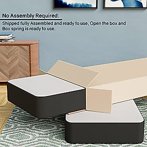 Mattress Solution, 4-Inch Sturdy Box Spring for Mattress Support-Durable and Fully Assembled, Natural Wood Foundation for Full XL, Black