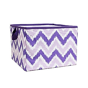 Bacati - Large Storage Tote Mix N Match Ikat Chevron/Dots Purple 14 x 14 x 10 inches