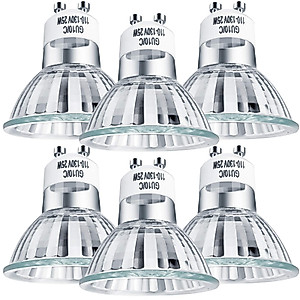 6Packs Halogen GU10 Bulb,120V 25W Bulb,Dimmable Light Bulb With Glass Cover,High Brightness Halogen Flood Light Bulb,Replacement Bulb for Candle Warmer,Scent Wax Burner,Track Lighting,Warm White 2700K