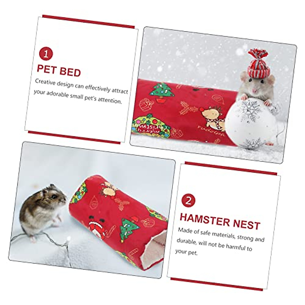 BCOATH 1pc Christmas Living Squirrel Animal Rabbit Nest Cage Tunnels Chinchillas Mice Habitats Plush Comfortable for Parrots Hut Pet Dwarf Exploration Hedgehogs Interesting Tunnel