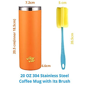 SHINYSTAR 20 OZ Double Wall-Vacuum insulated-Stainless-Spill Proof ABS Lid- Reusable-Warm & Cold-Coffee Thermos-Smoothie Cup with 1 straw and 2 brushes