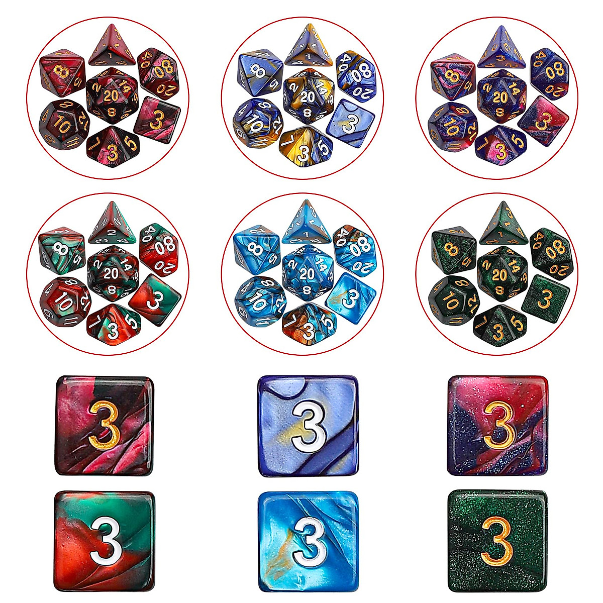 CiaraQ DND Dice Sets - 26 X 7 Polyhedral Dice (182pcs) with a Large Drawstring Bag Great for Dungeons and Dragons, Role Playing Table Game.