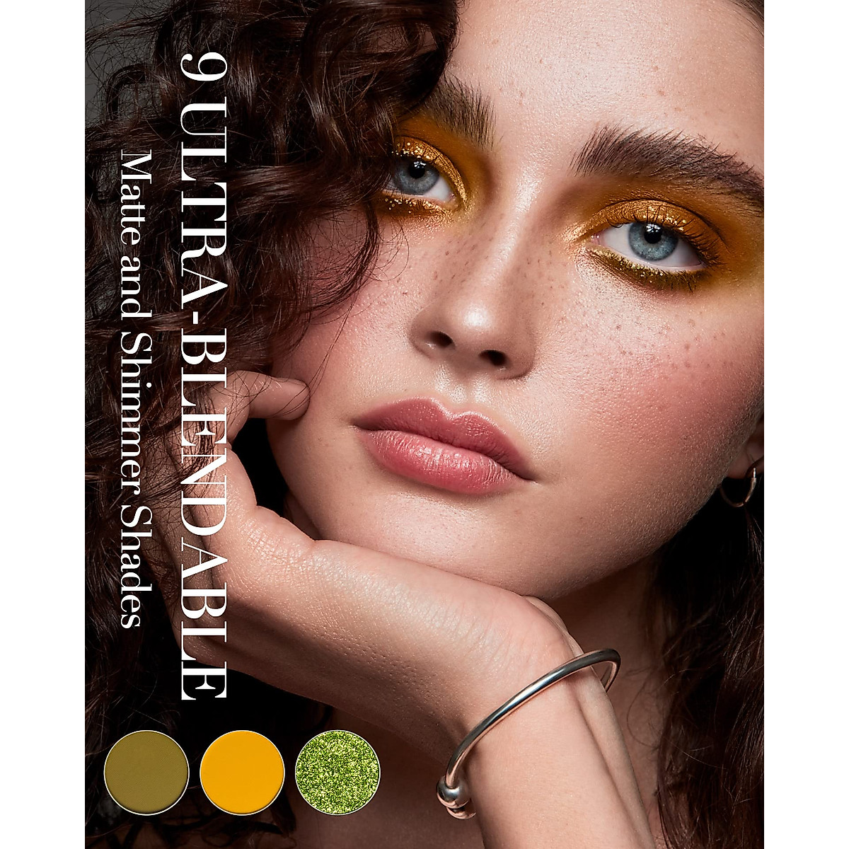 MAKI YIKA Green Eyeshadow Palette, 9 Color Green Eye Shadow Makeup Palette for Women, Matte Shimmer Glitter Eyeshadows Rich Pigmented & Ultra Blendable & Long Lasting (9color)